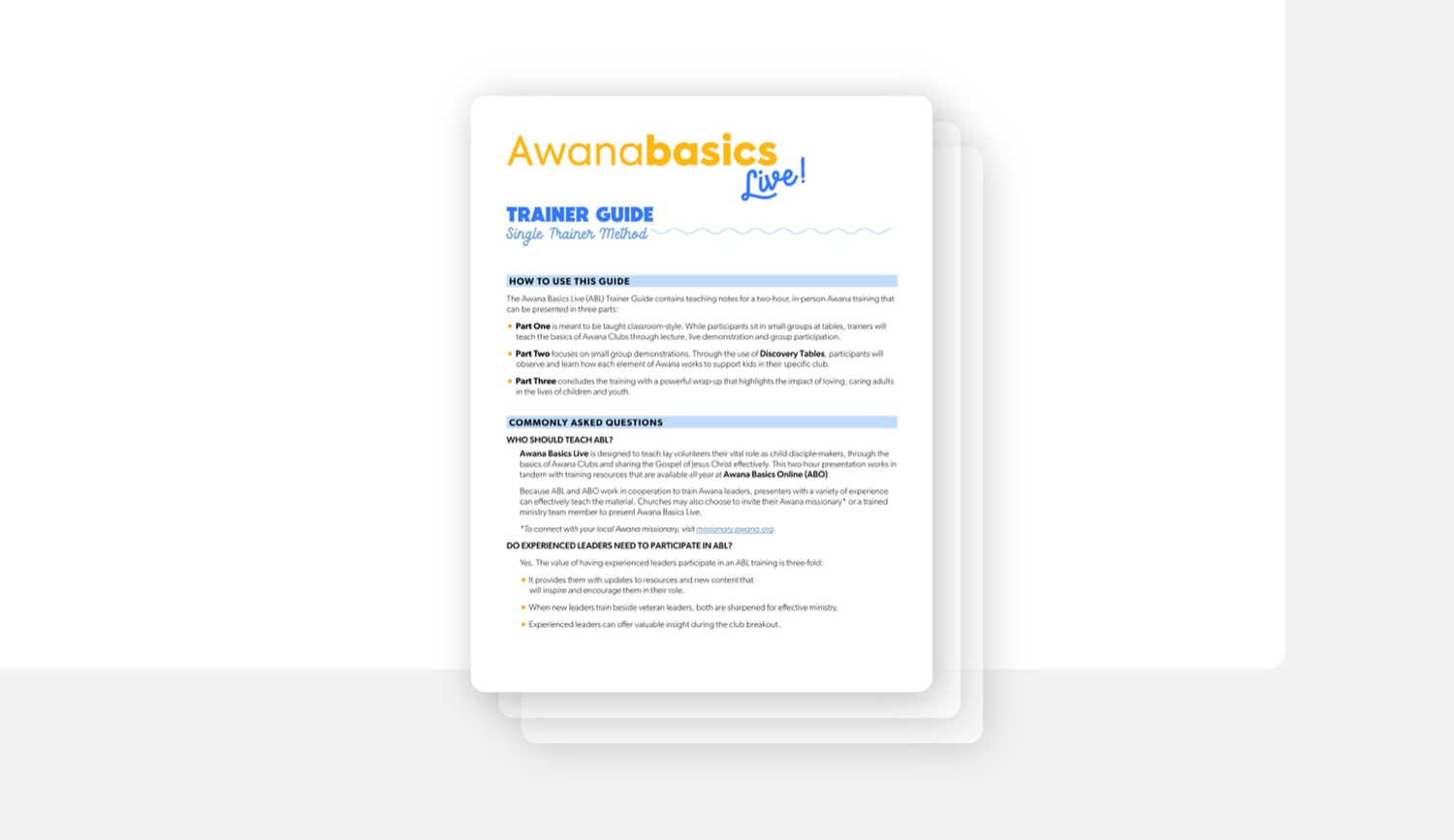 ABL Single Trainer Guide - Awana Basics