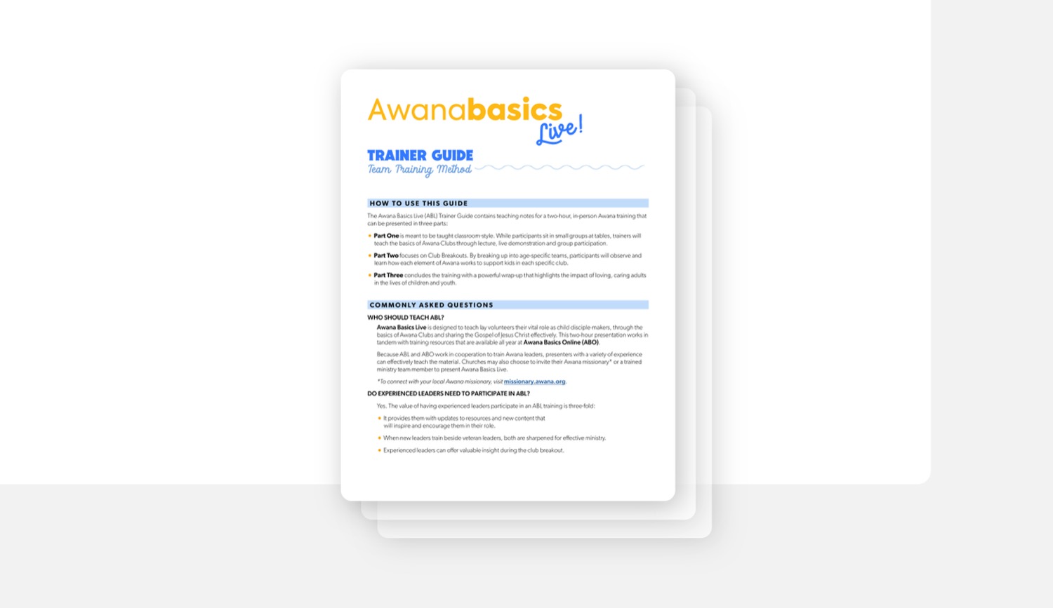 ABL Team Trainer Guide - Awana Basics